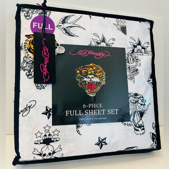 Ed Hardy | Bedding | Ed Hardy Black White Tattoos Skulls Tigers Birds ...